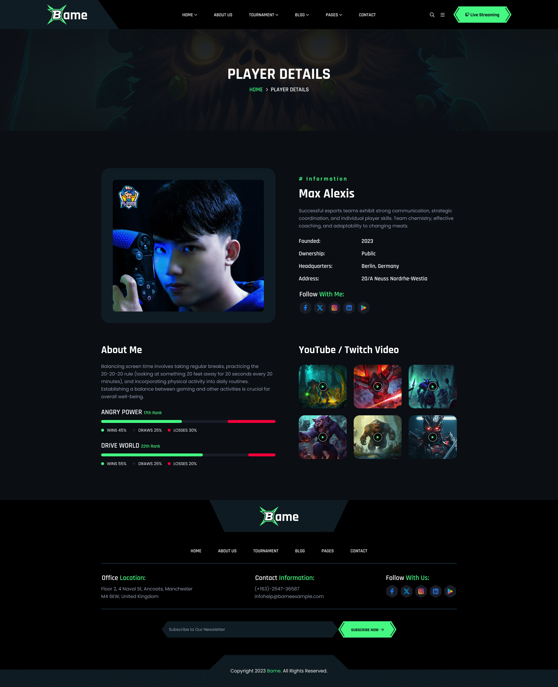 Bame - eSports and Gaming Figma Template by themeholy | ThemeForest